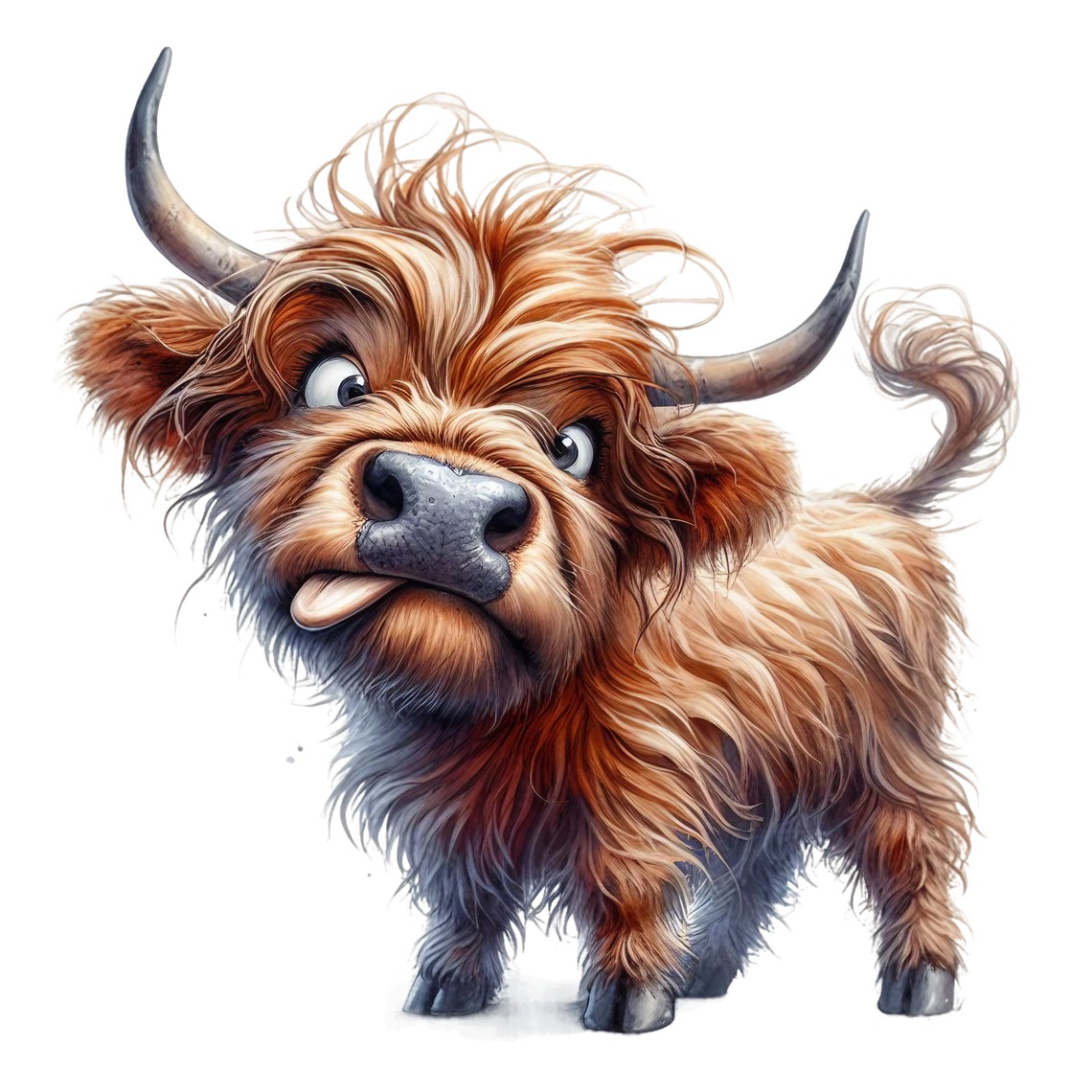 40 Funny and Quirky Highland Cows Clipart , High Quality Jpgs Digital ...