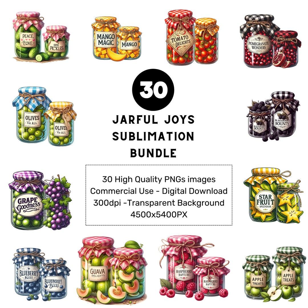 30 Pngs Jarful Joys Sublimation Clipart Bundle, Winter Clipart ...
