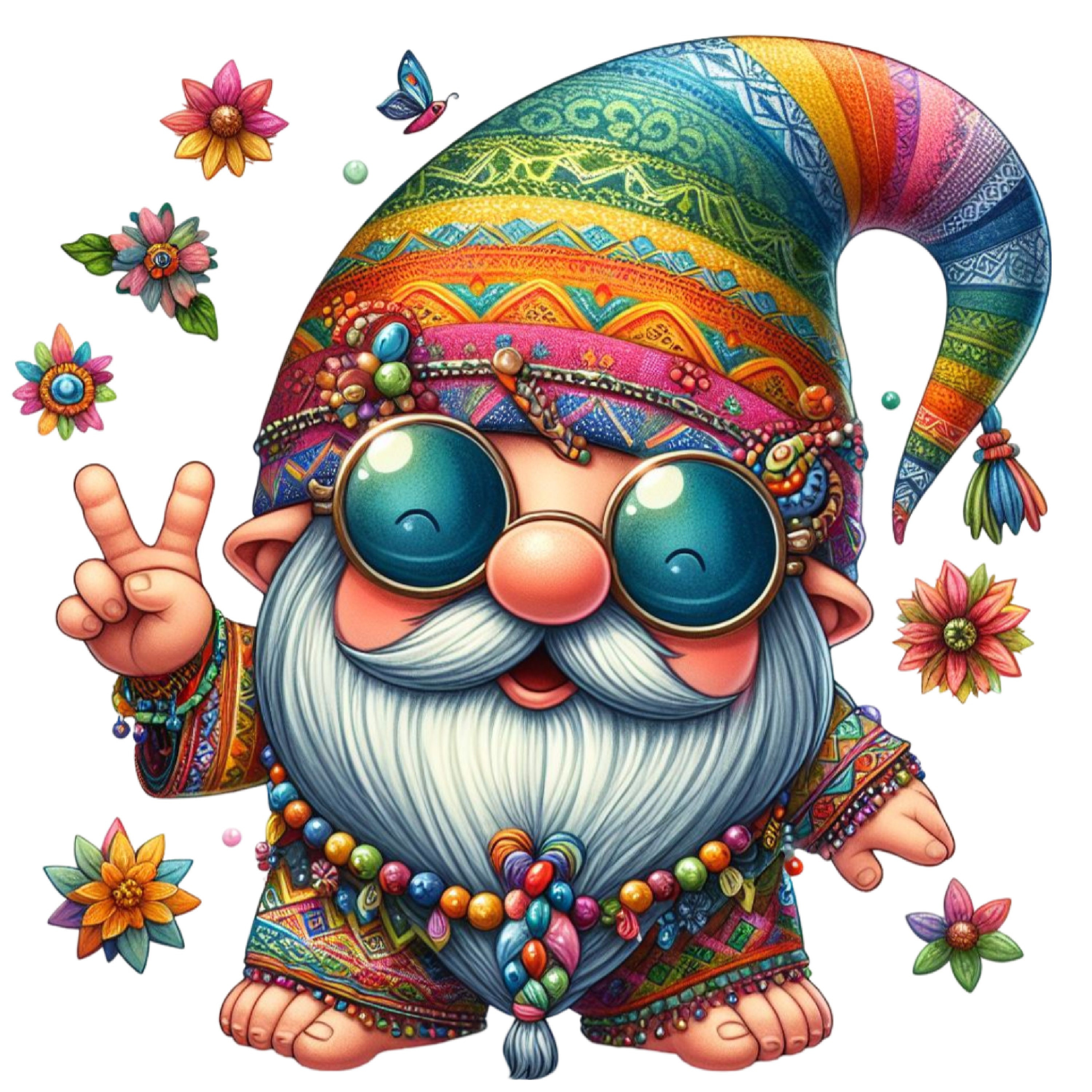 15 Hippie Gnome Watercolor Clipart, Gnome Clipart PNG, Fantasy Gnome ...