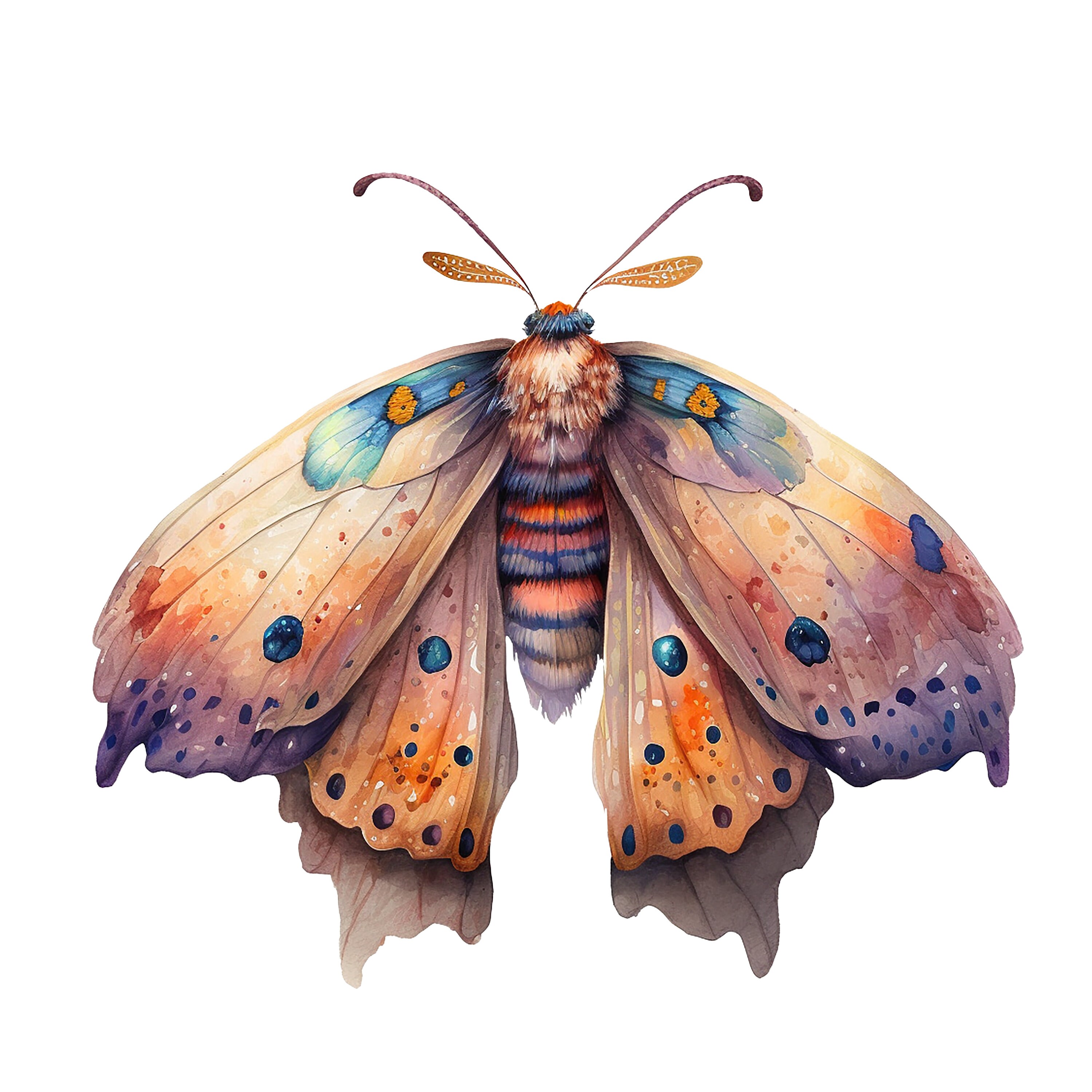 Magical Moths Watercolor Clipart, Moths Fantasy Style, Magical Clipart ...