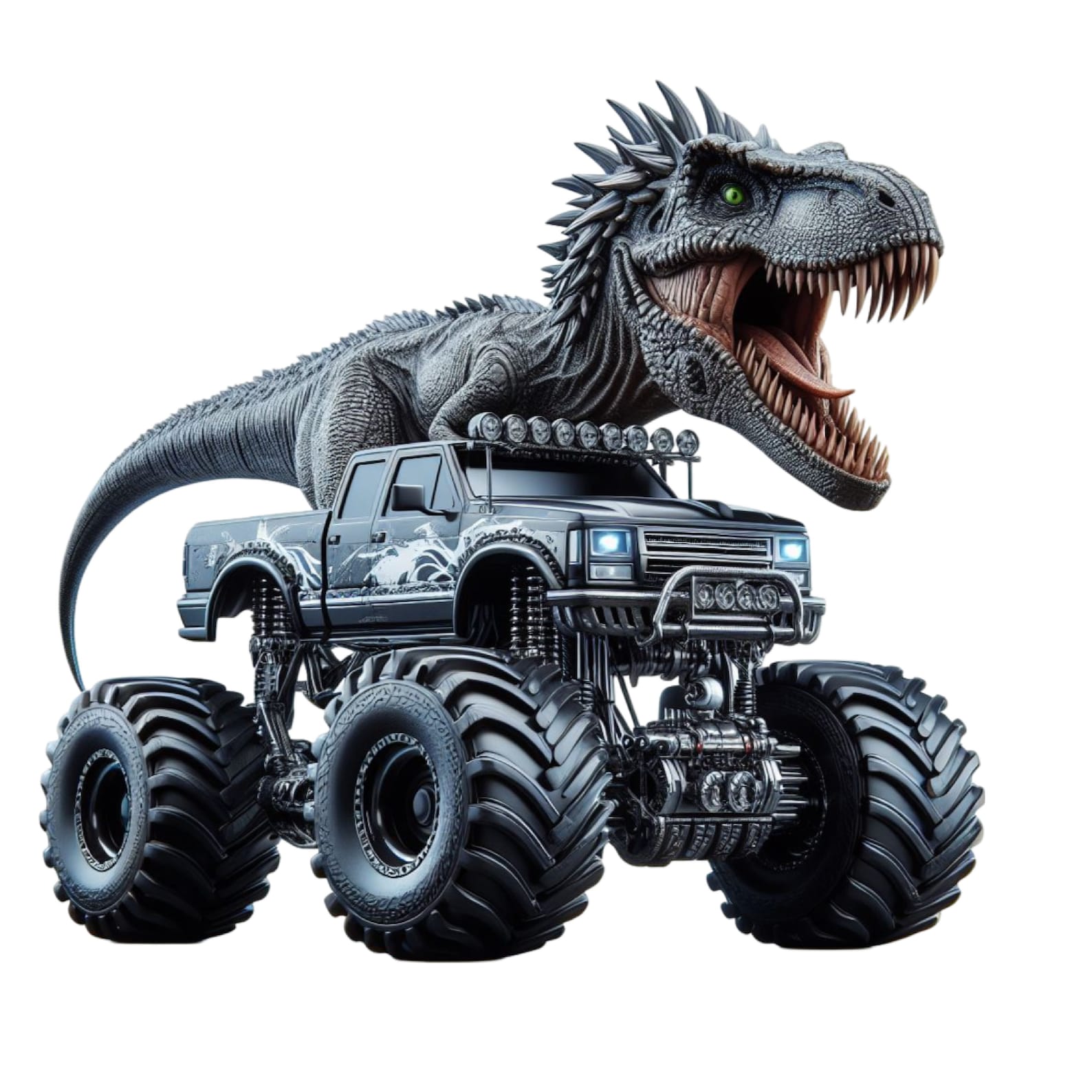 31 T-rex Dinosaur Riding a Monster Truck PNG Clipart Sublimation Design ...