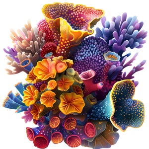 Coral Reefs Watercolor Clipart Bundle - 56 Pngs Sea Reef Images, Beautiful Underwater Graphics ...