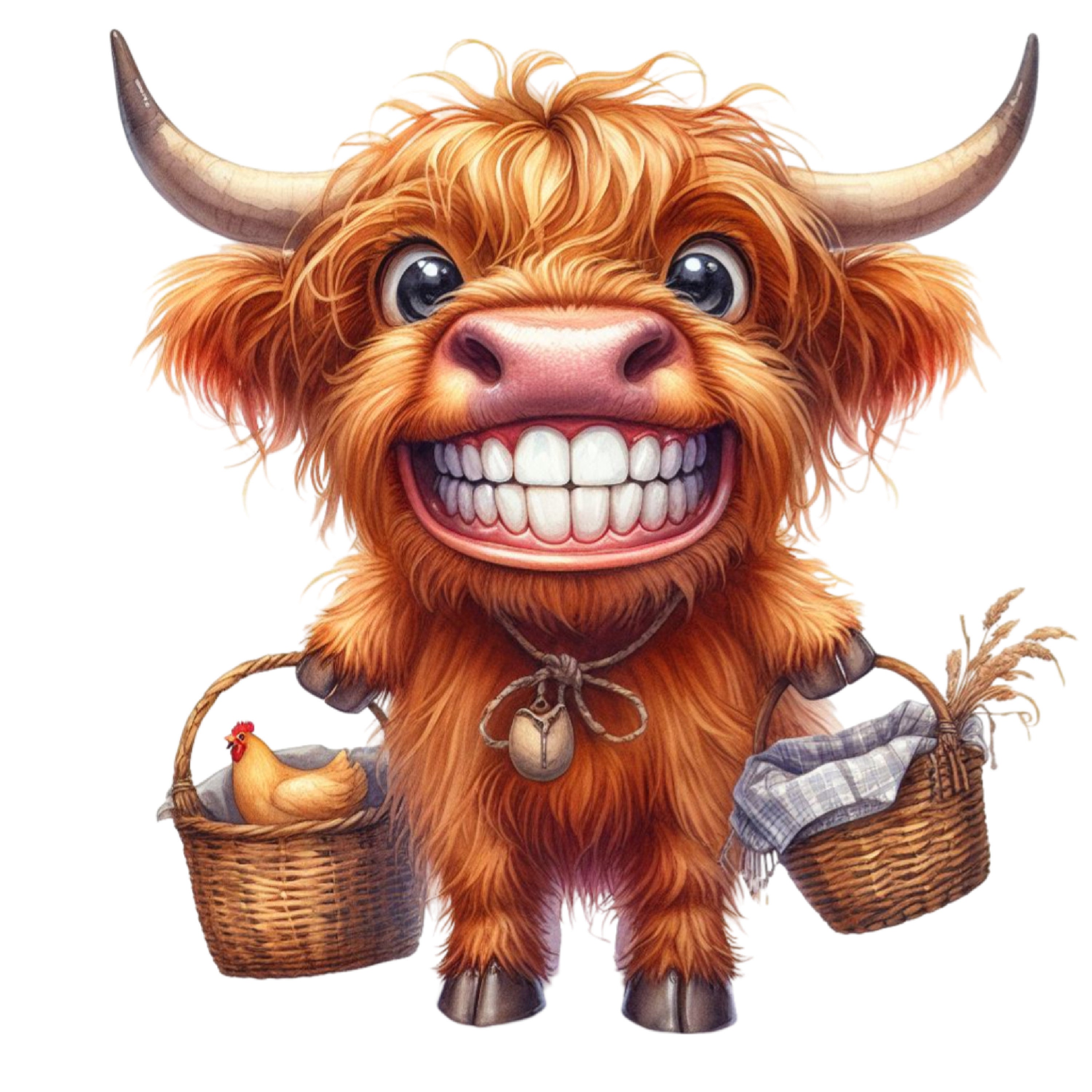 Funny Highland Cow Clipart , High Quality Pngs - Digital Download ...