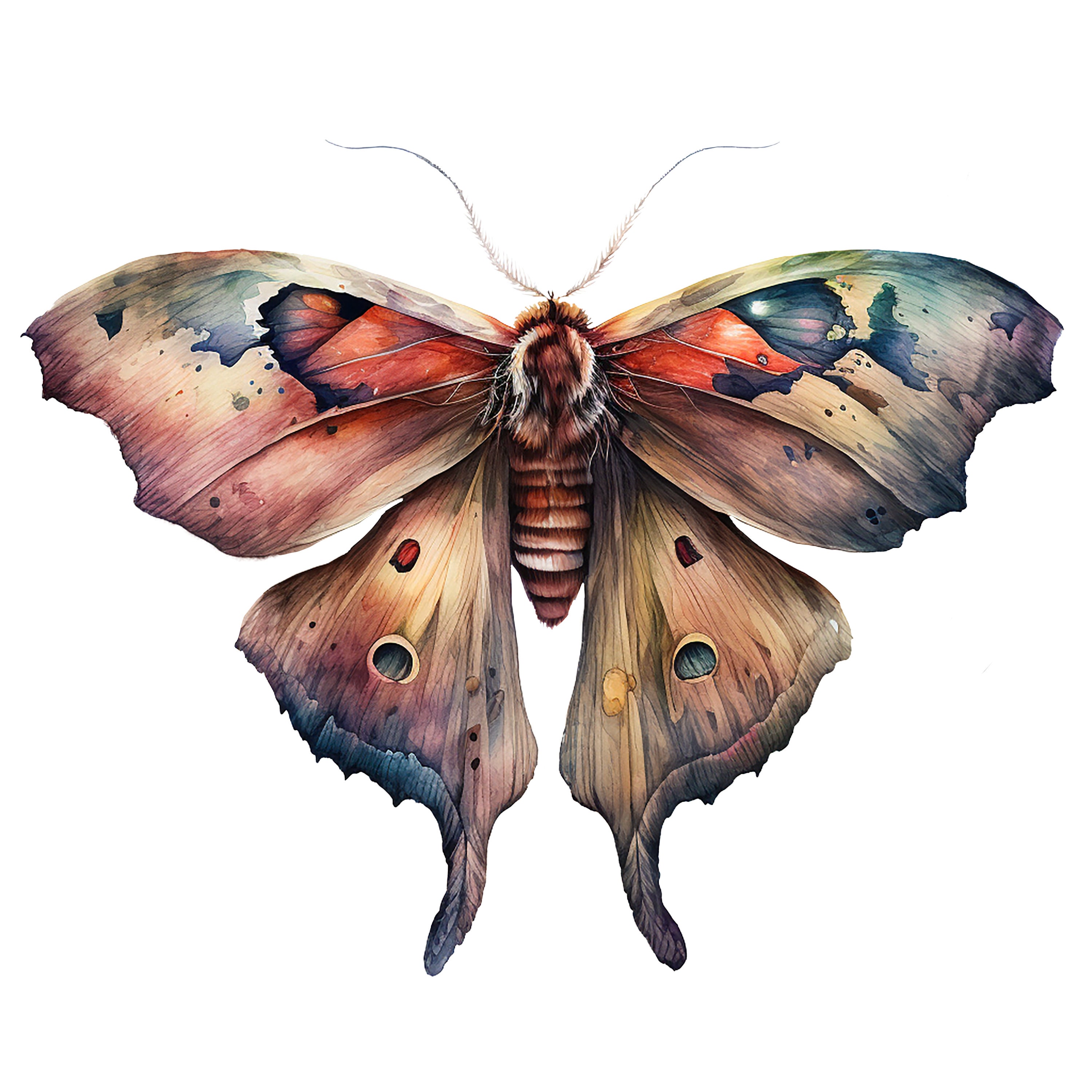 Magical Moths Watercolor Clipart, Moths Fantasy Style, Magical Clipart ...