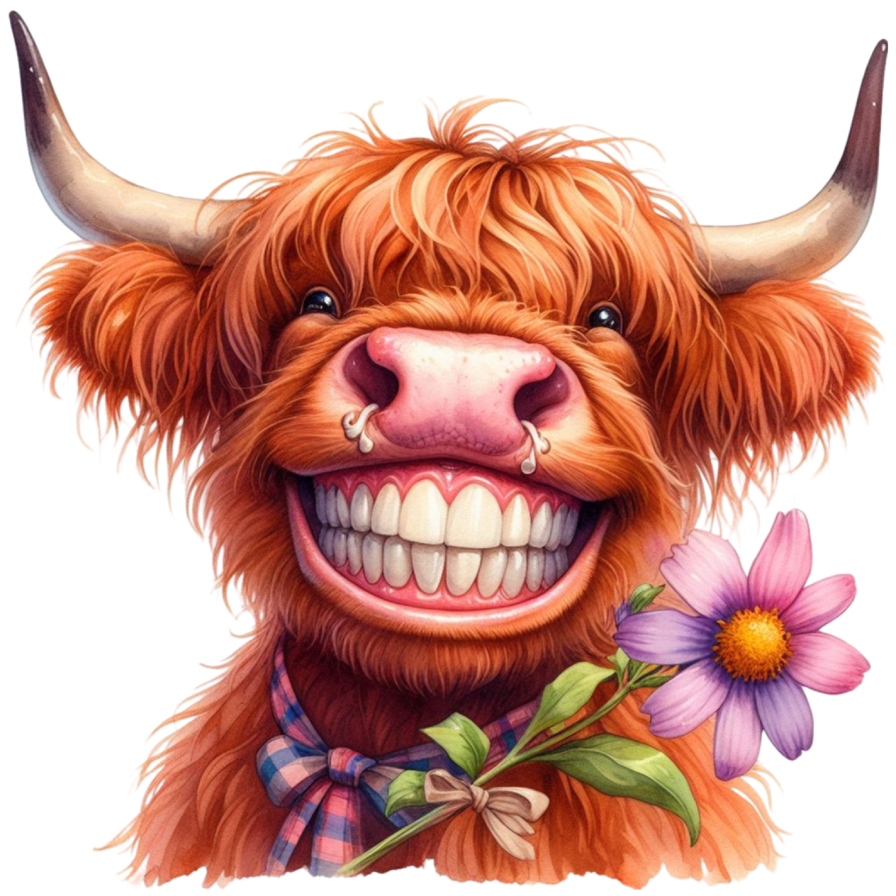 Funny Highland Cow Clipart , High Quality Pngs Digital Download Card ...