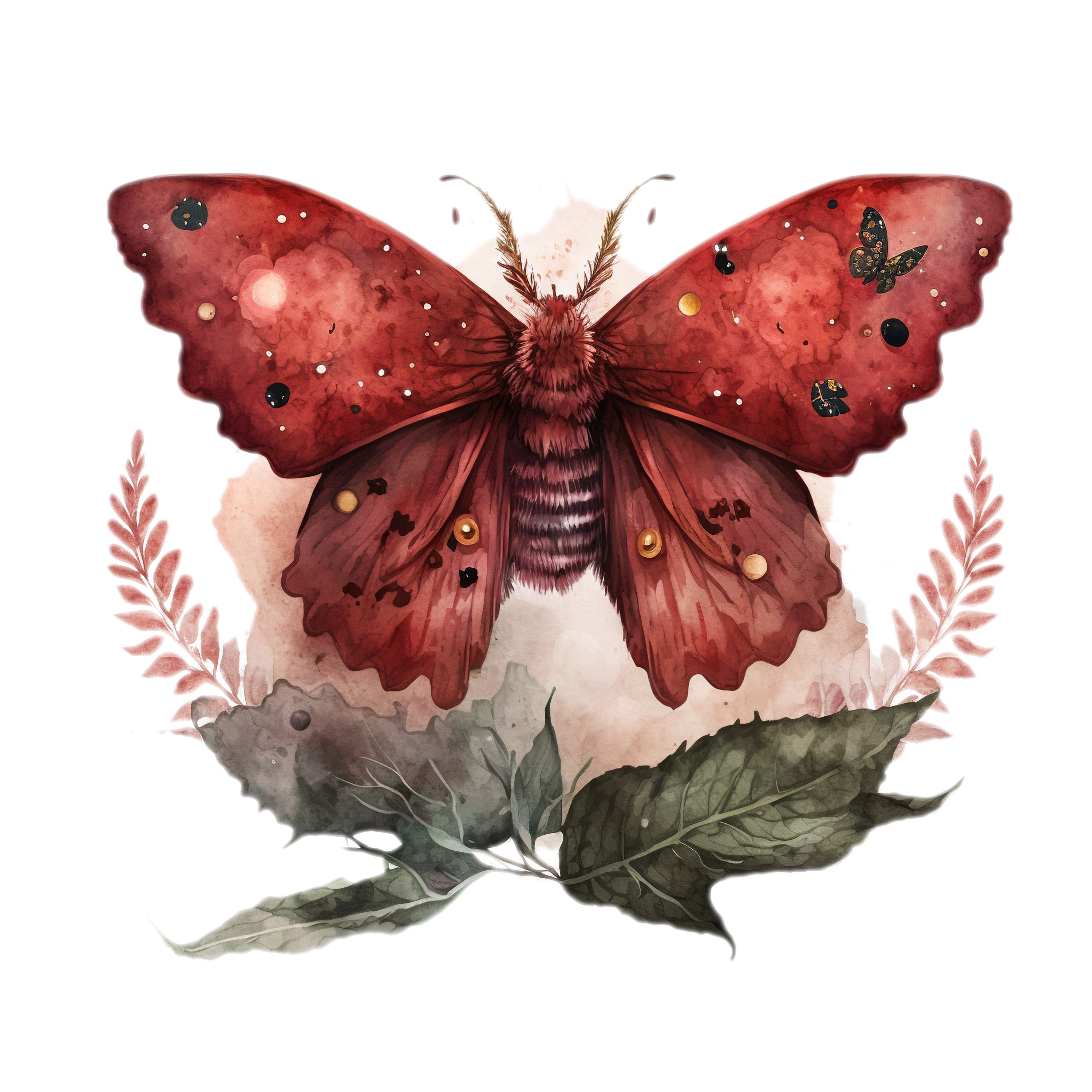 10 Magical Moths Watercolor Clipart, Moths Fantasy Style, Magical ...