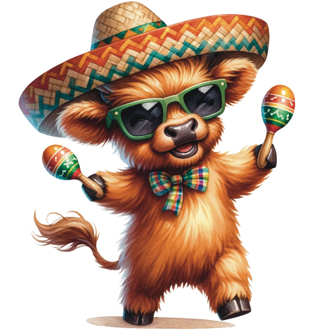 Cinco De Mayo Highland Cow Clipart PNG, Viva Mexico Cinco De Mayo Png ...