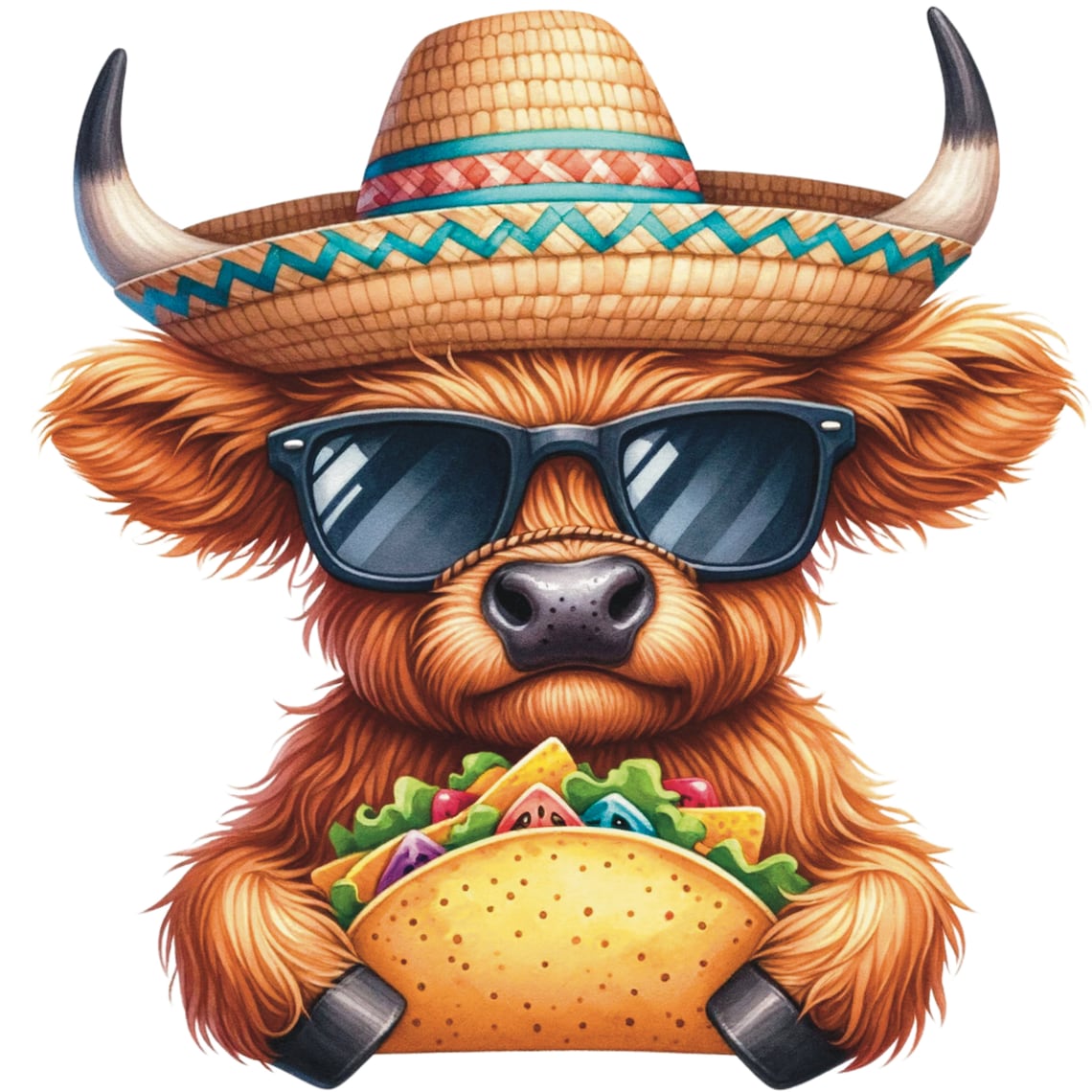 Cinco De Mayo Highland Cow Clipart PNG, Viva Mexico Cinco De Mayo Png ...