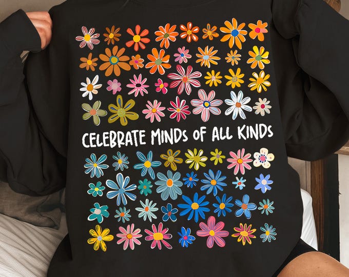 Celebrate Minds of All Kinds Png, Boho Flower Png, Autism Support Png ...