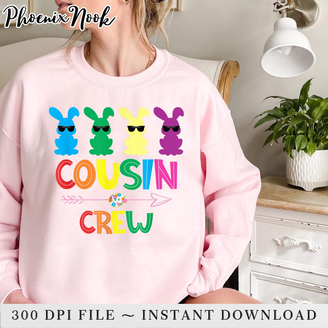 Cousin Crew Cute Bunny Rabbit Matching Easter Day Party Png, Cute ...