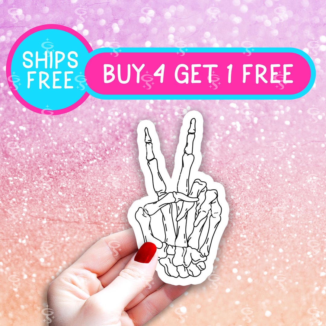 Skeleton Peace Sign Sticker, Funny Meme Sticker, Skeleton Hands, Laptop ...
