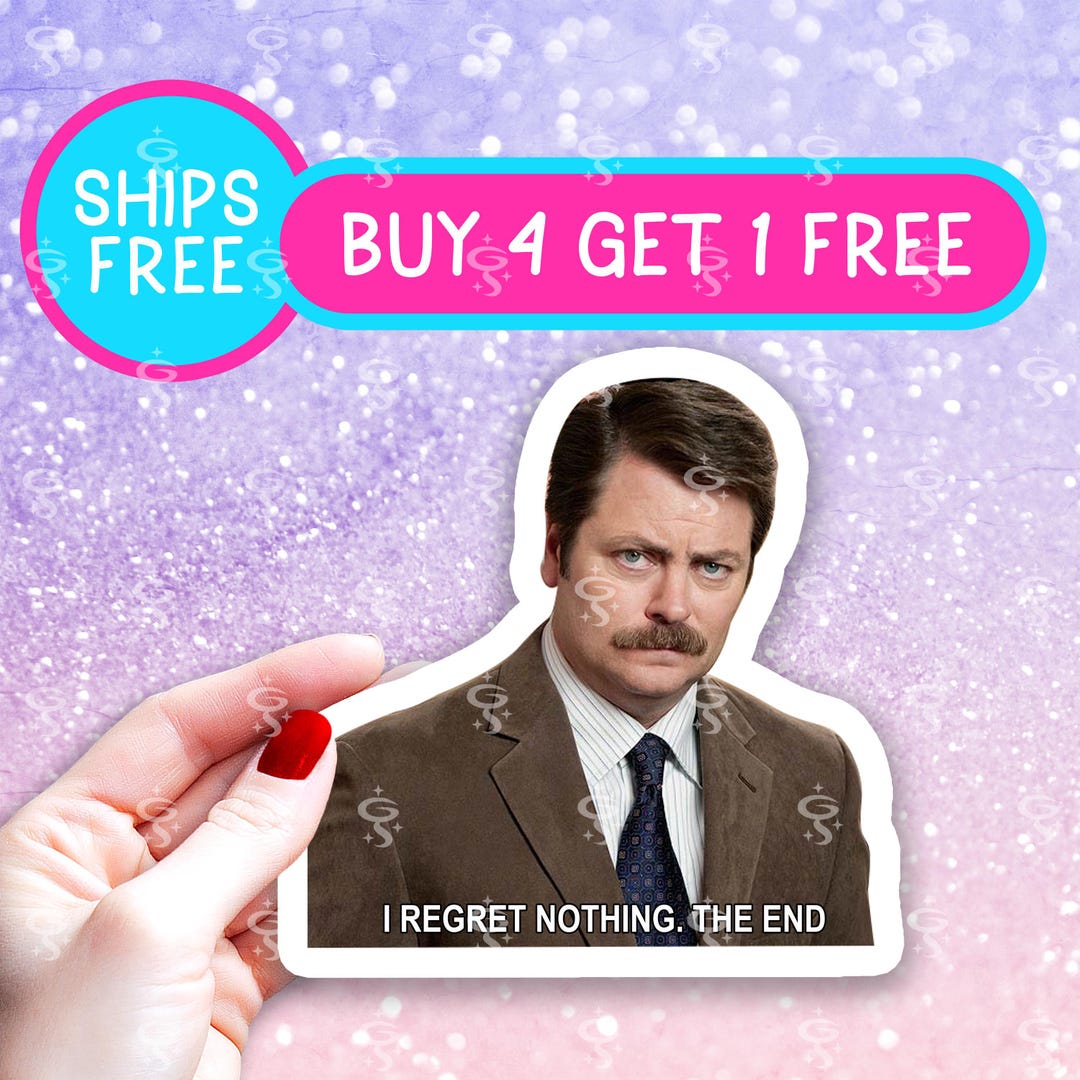 I Regret Nothing Sticker, Funny Meme Sticker, Parks and Rec, Laptop ...