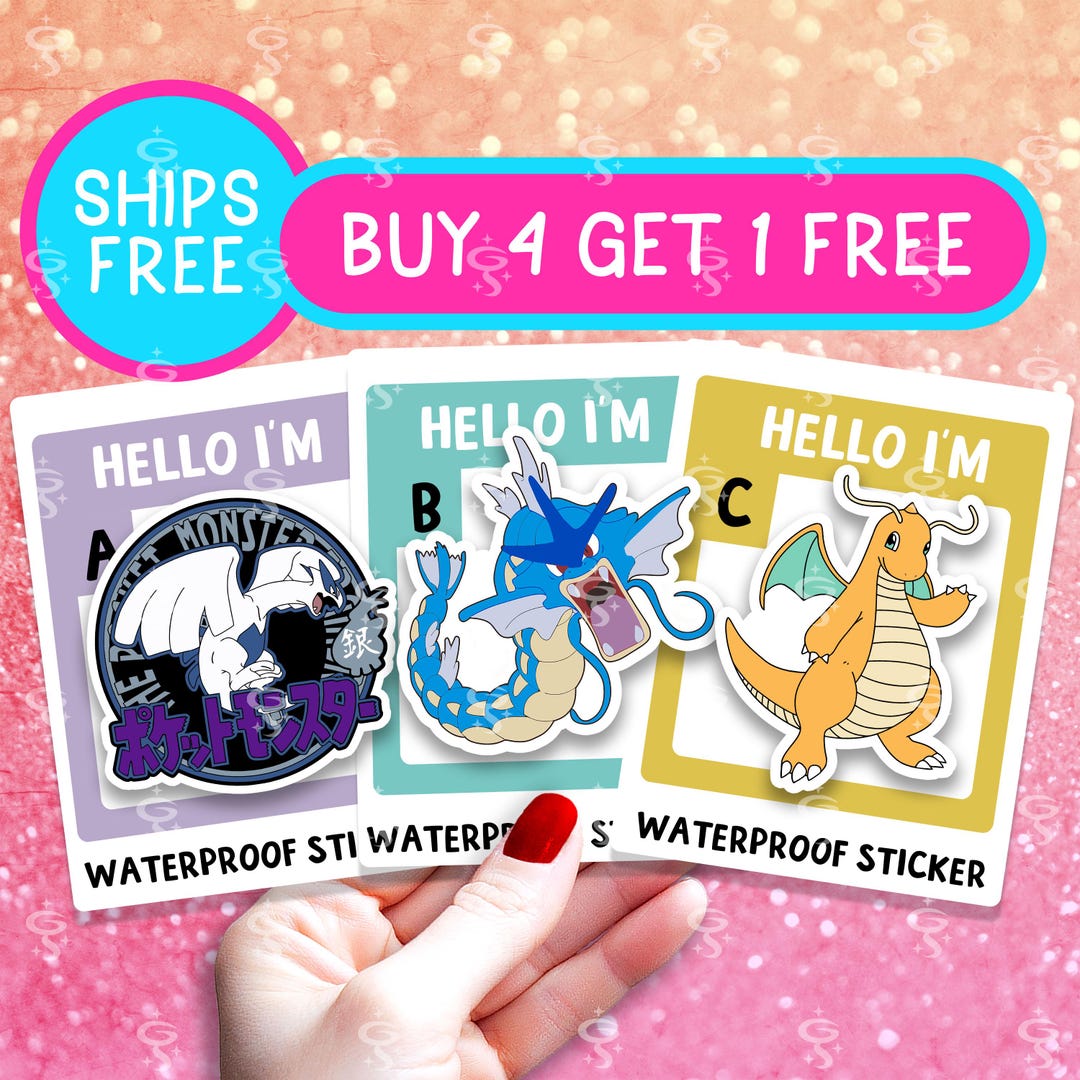 Dragonite Sticker, Kawaii Stickers, Cute Trendy Sticker, Gyarados ...