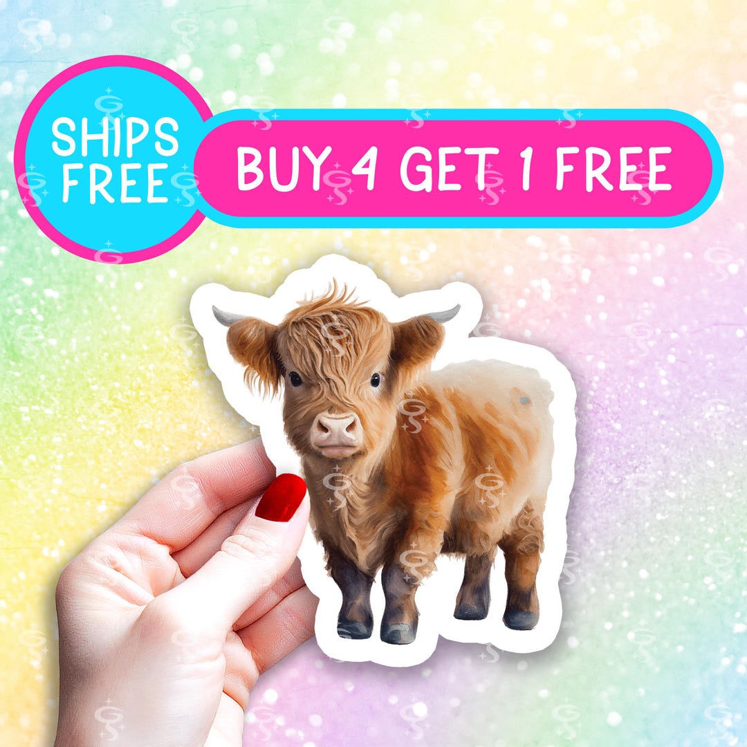 Baby Highland Cow Sticker, Funny Meme Sticker, Cute Cow Sticker, Laptop ...