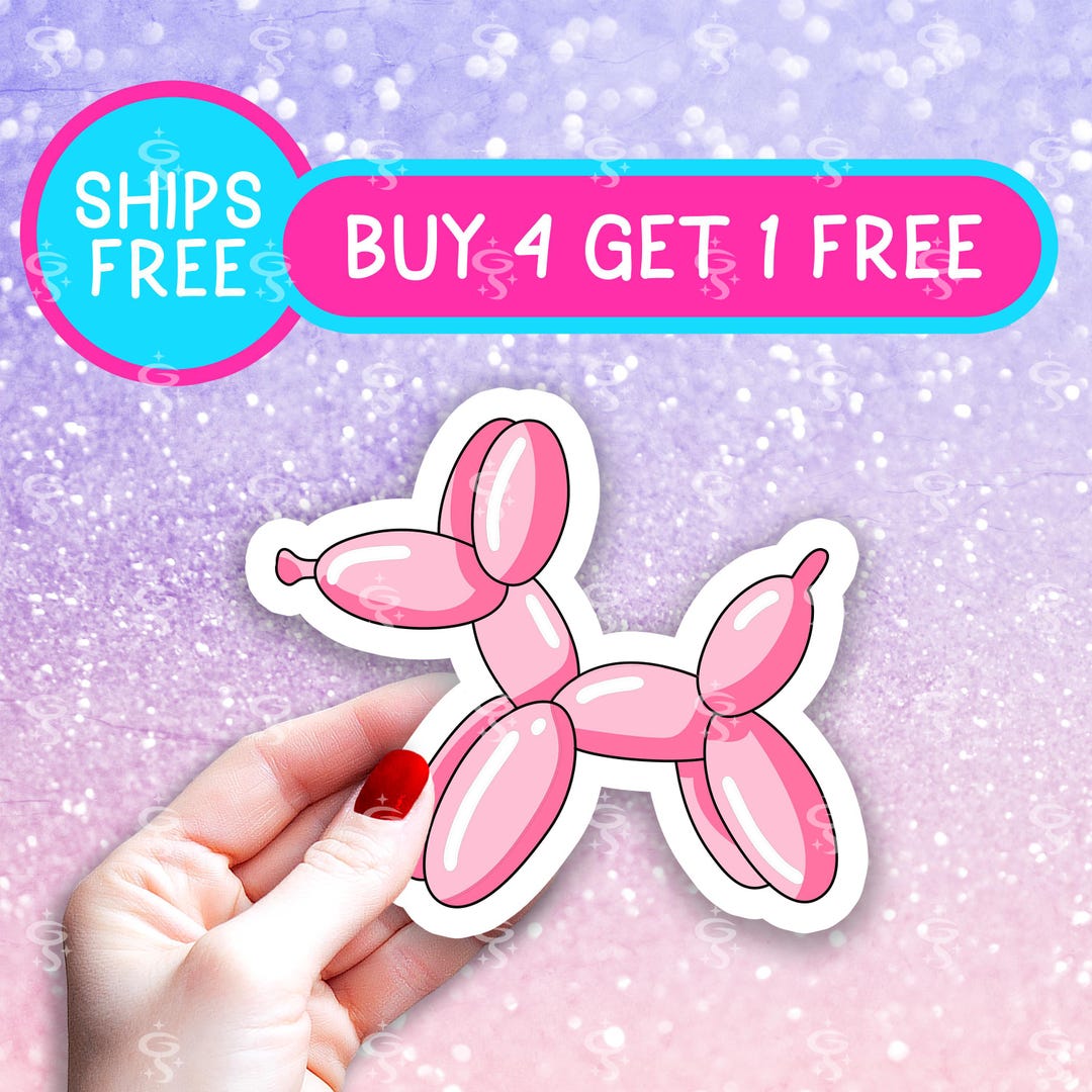 Balloon Dog Sticker, Funny Meme Sticker, Poodle Dog, Laptop Sticker ...