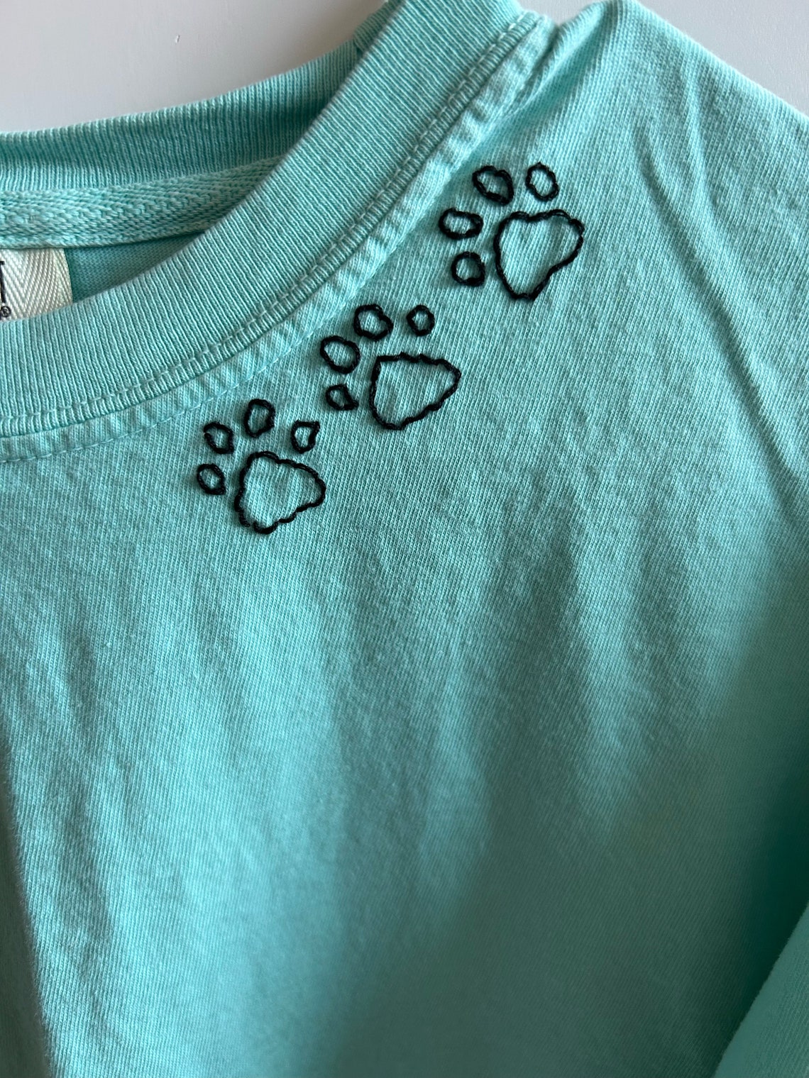 Hand Embroidered Paw Print Shirt - Etsy