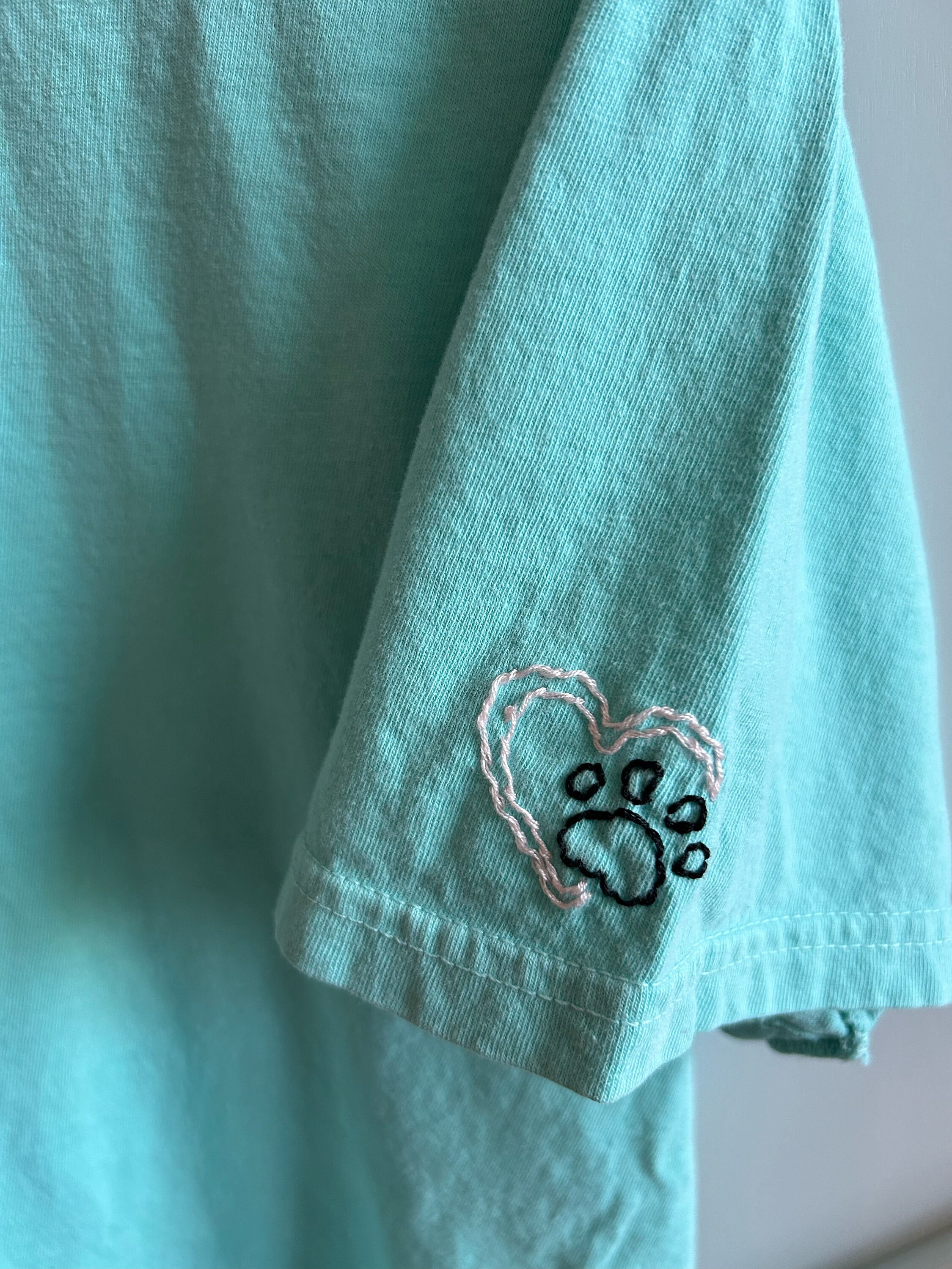 Hand Embroidered Paw Print Shirt - Etsy