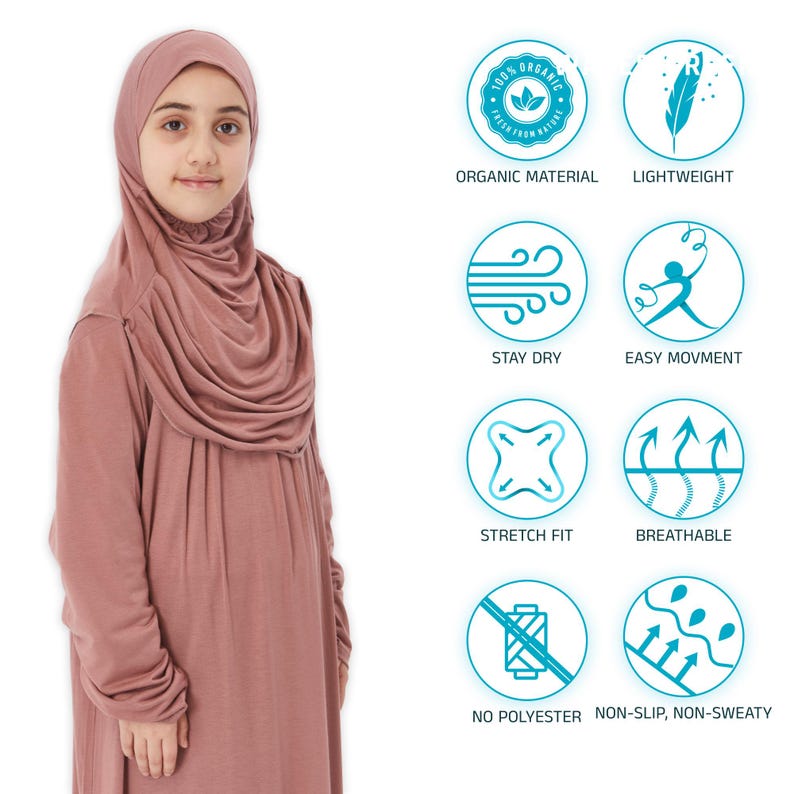 Girls One-piece Prayer Dress (ages 5-13) | Salah Outfit With Detachable ...