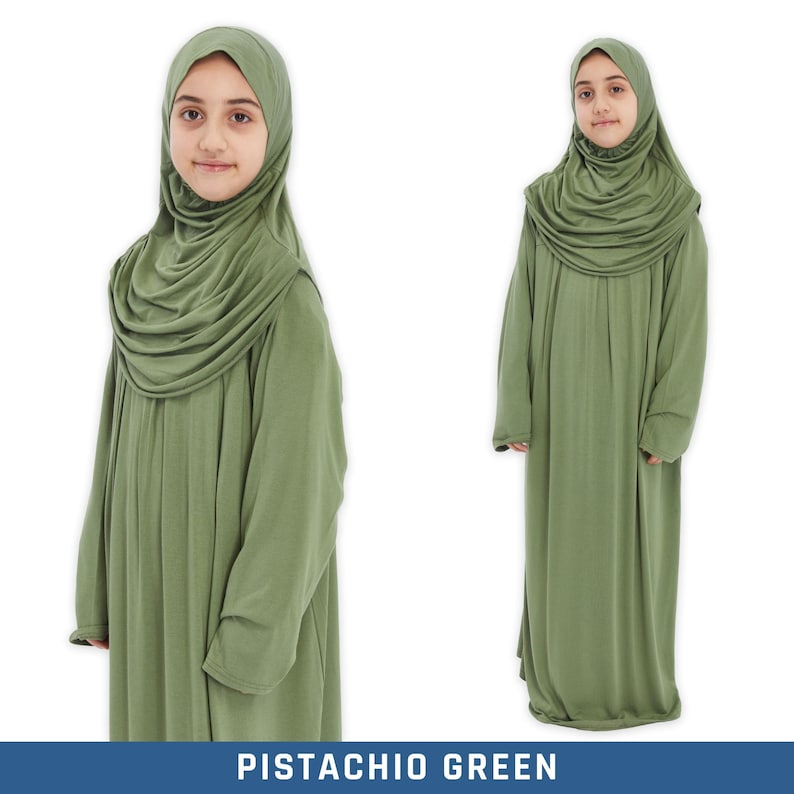 Girls One-piece Prayer Dress (ages 5-13) | Salah Outfit With Detachable ...