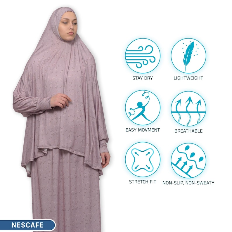 Two-piece Prayer Set for Women: Comfortable Batwing Sleeve Hijab ...