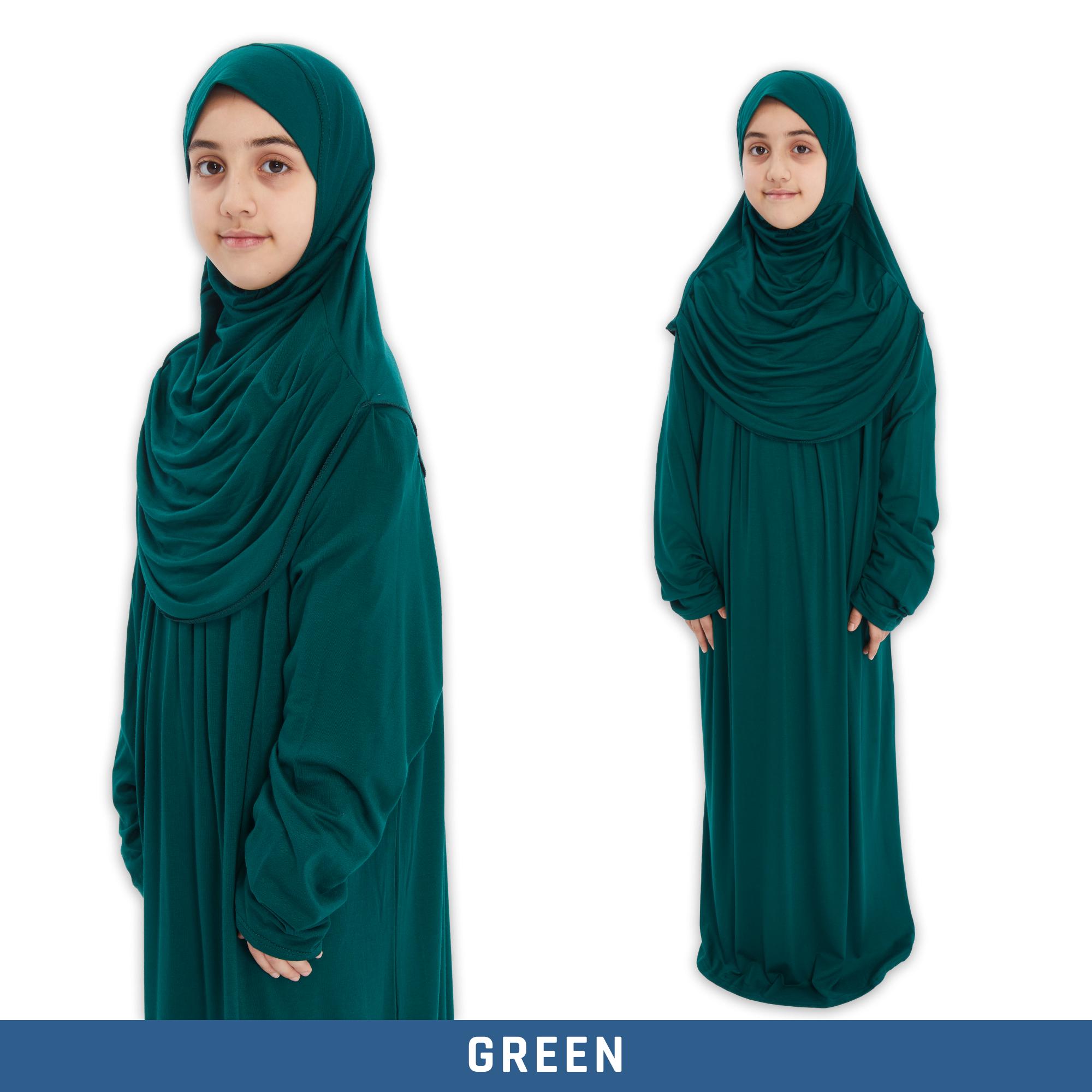 Girls One-piece Prayer Dress (ages 5-13) | Salah Outfit With Detachable ...