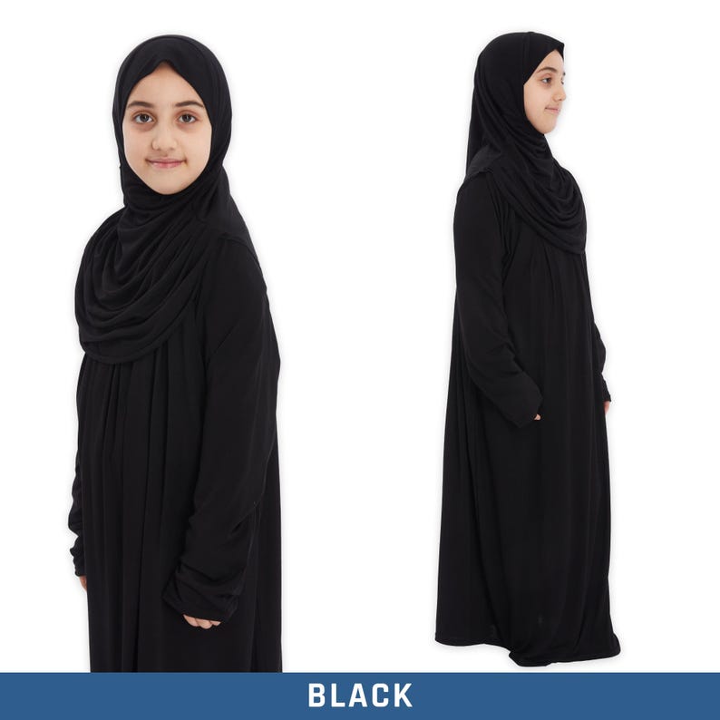Girls One-piece Prayer Dress (ages 5-13) | Salah Outfit With Detachable ...