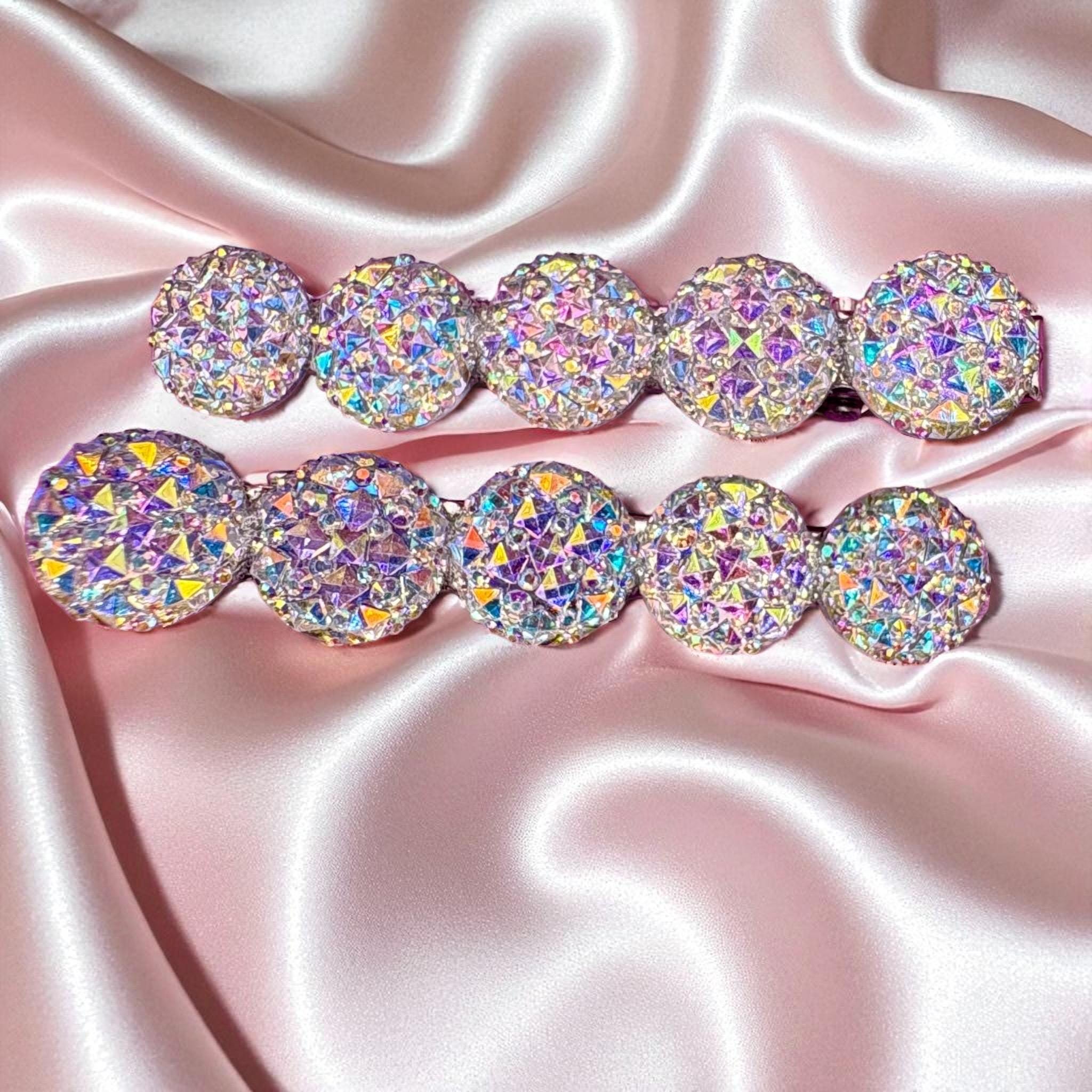 Silver Glitter Heart Hair Clips: Sparkly Fashion Clips, Handmade - Etsy
