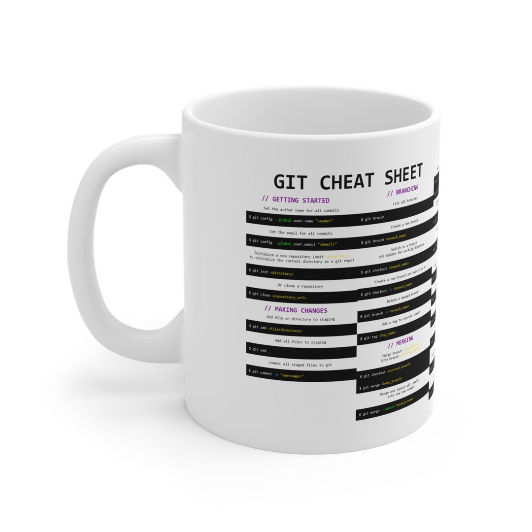 Git Cheat Sheet White Ceramic Coffee Cups, 330ml, 440ml - Etsy