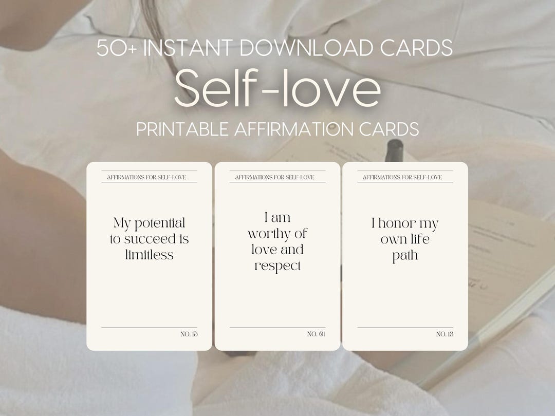 50 Affirmation Cards for Self-love, Self-acceptance, Daily Motivation ...