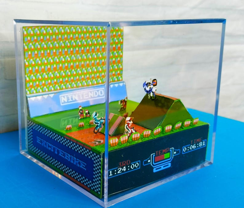 Excitebike, NES - Diorama Cube Template - Etsy