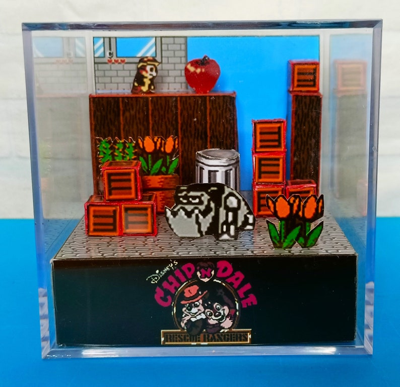Chip & Dale, NES - Diorama Cube Template - Etsy
