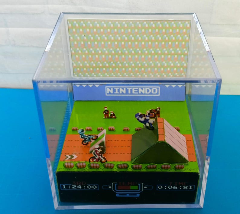Excitebike, NES - Diorama Cube Template - Etsy