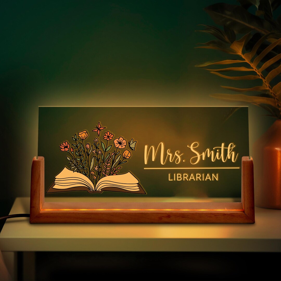 Personalized Name Desk Plate for Librarian, Desk Name Plate, Custom ...