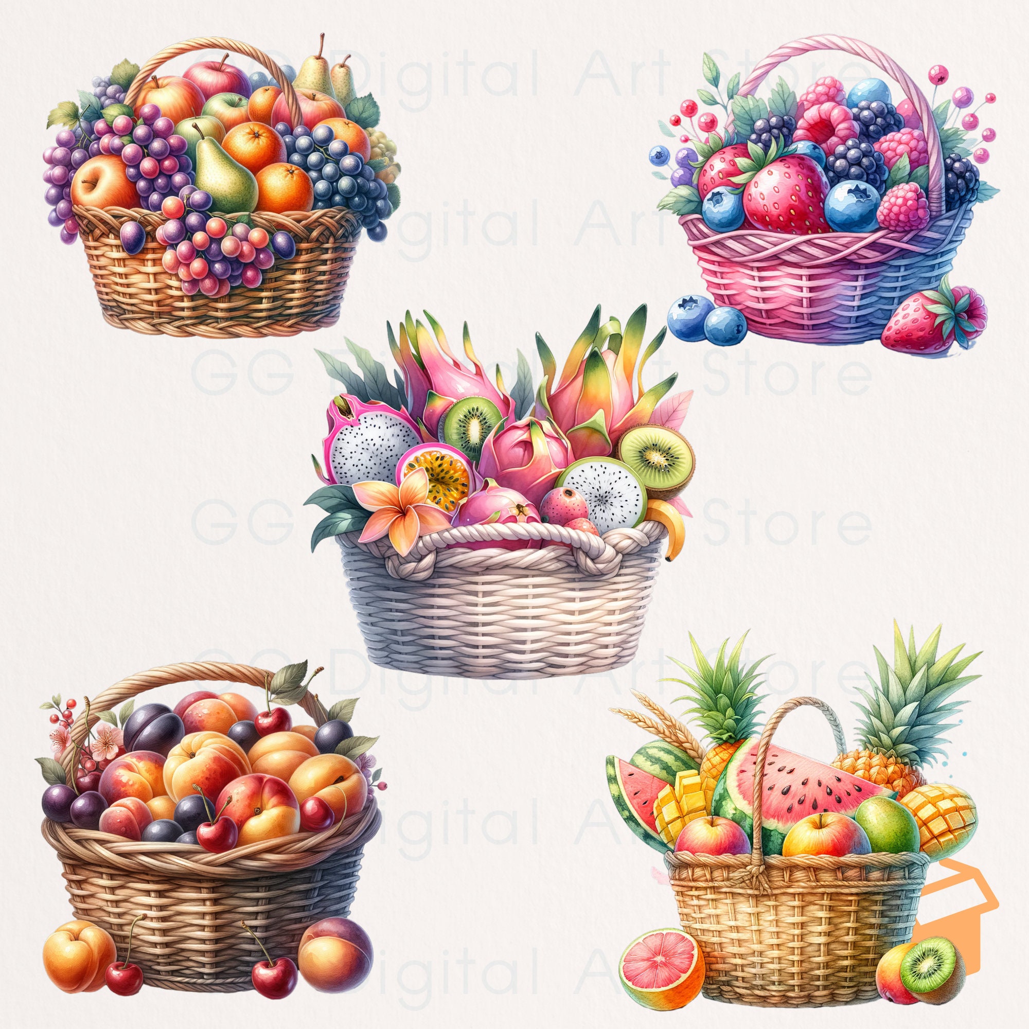 Fruit Watercolor Clipart Set Fresh Illustrations for Invitations ...