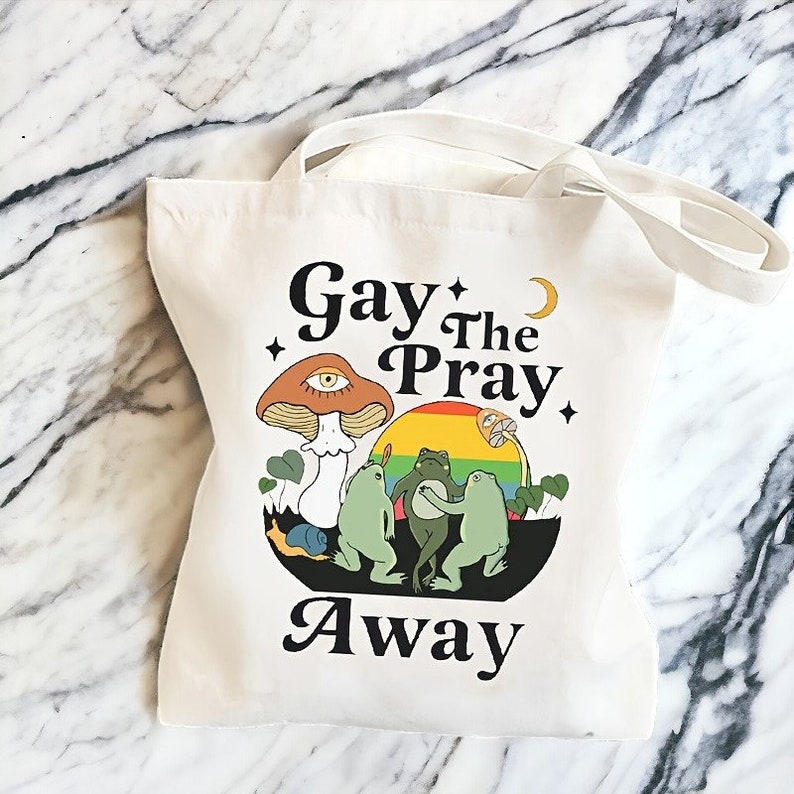 Gay Frog Cartoon Tote Bag Pride Canvas Bag Rainbow Student Handbag ...