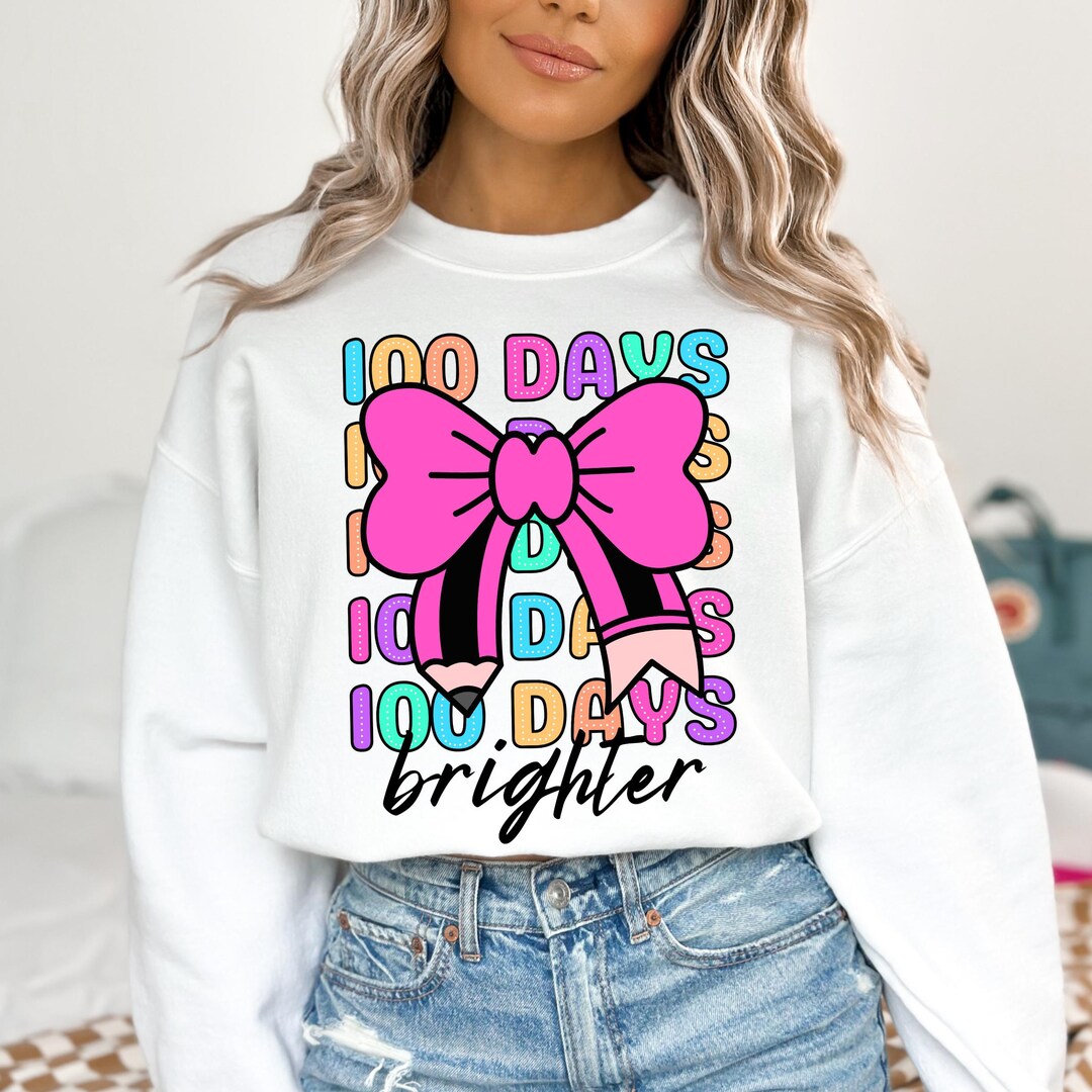Neon 100 Days Brighter Png, 100 Days of School Png, 100th Day, Neon ...