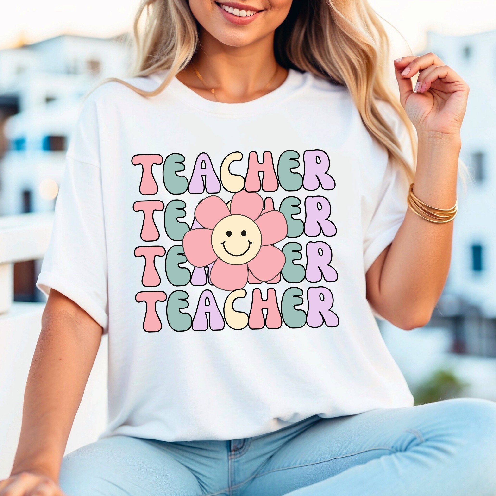 Retro Teacher Png Svg, Teacher Smiley Face Png Svg, Retro Back to ...