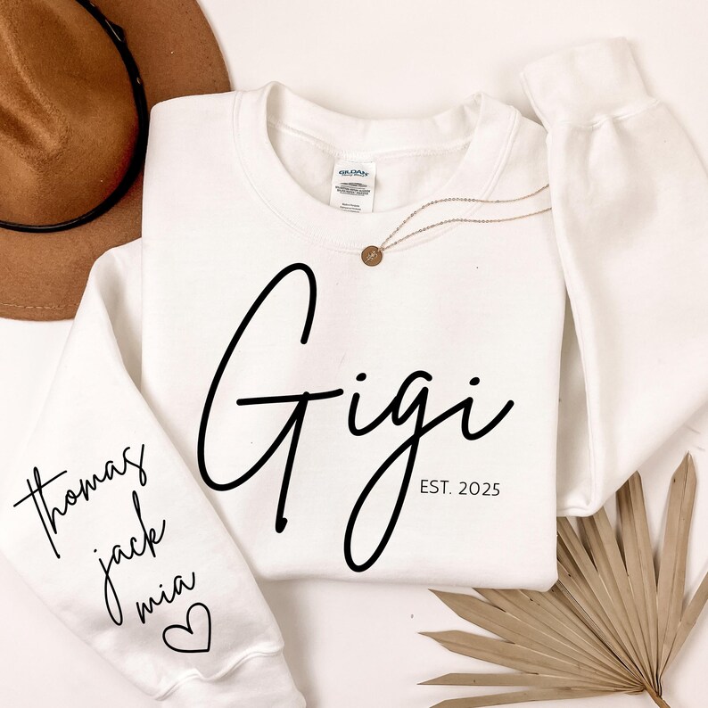 Gigi Est 2025 Png, Personalize Names on Sleeve, Gigi Est. 2025 Shirt ...
