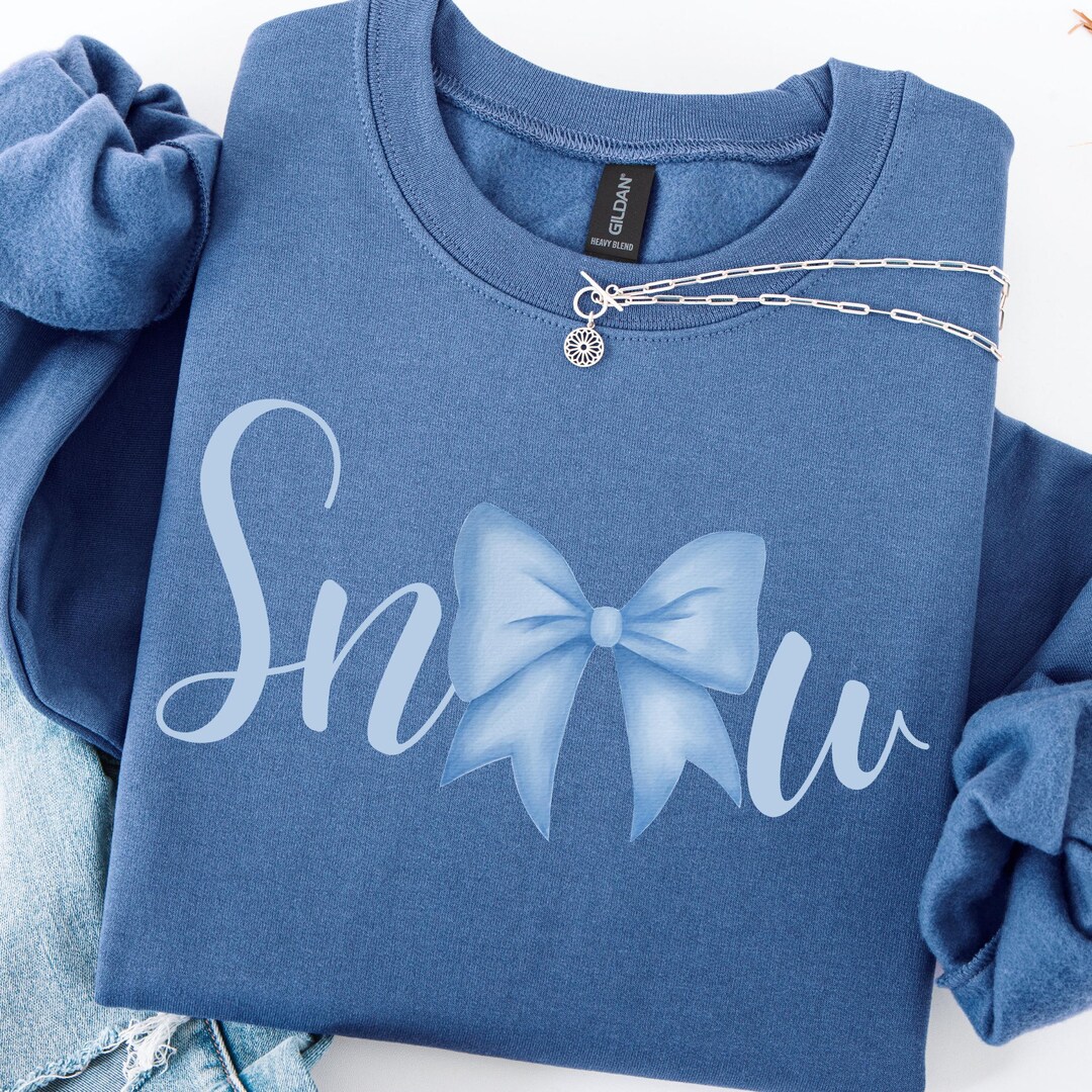 Snow Blue Coquette Bow Png, Winter Sublimation, Snow Season 2026, Shirt ...