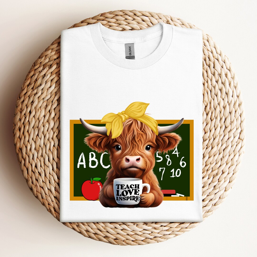Teacher Svg Png, Teacher Png Sublimation, Highland Cow Teacher Png Svg ...