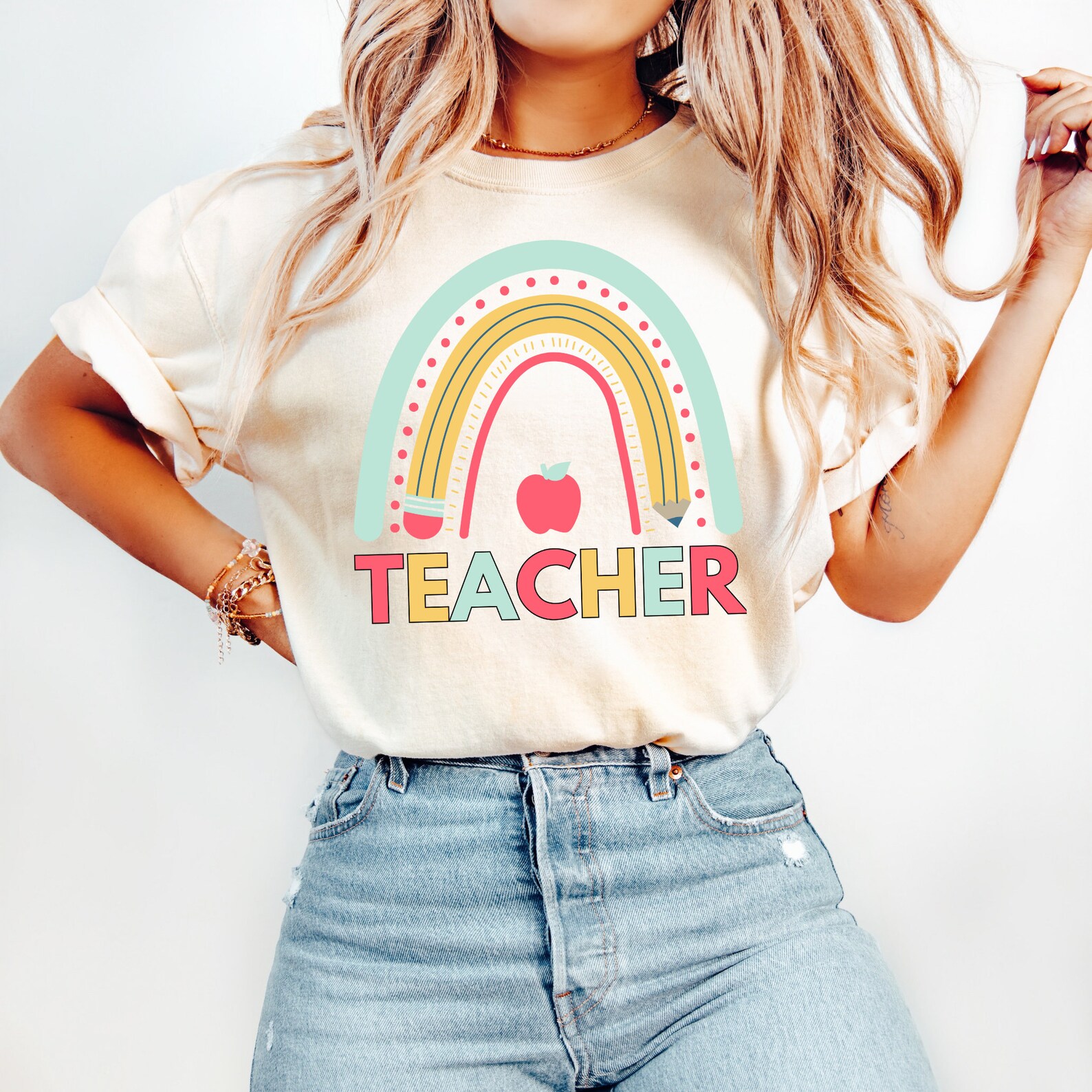 Rainbow Teacher Svg Png, Teacher Svg Png, Teacher Life Png Svg, Teacher ...