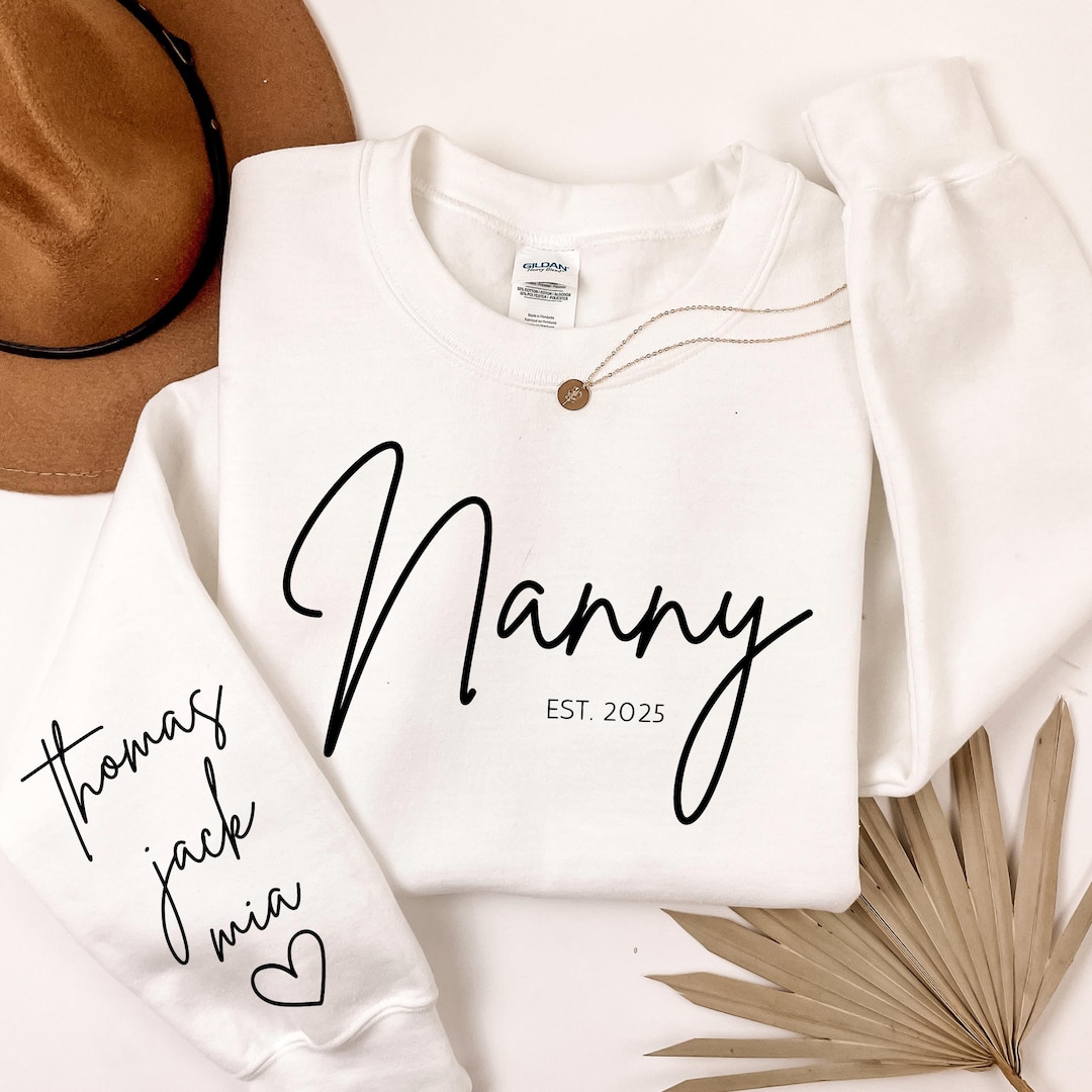 Nanny Est 2025 Png, Personalize Names on Sleeve, Nanny Est. 2025 Shirt ...