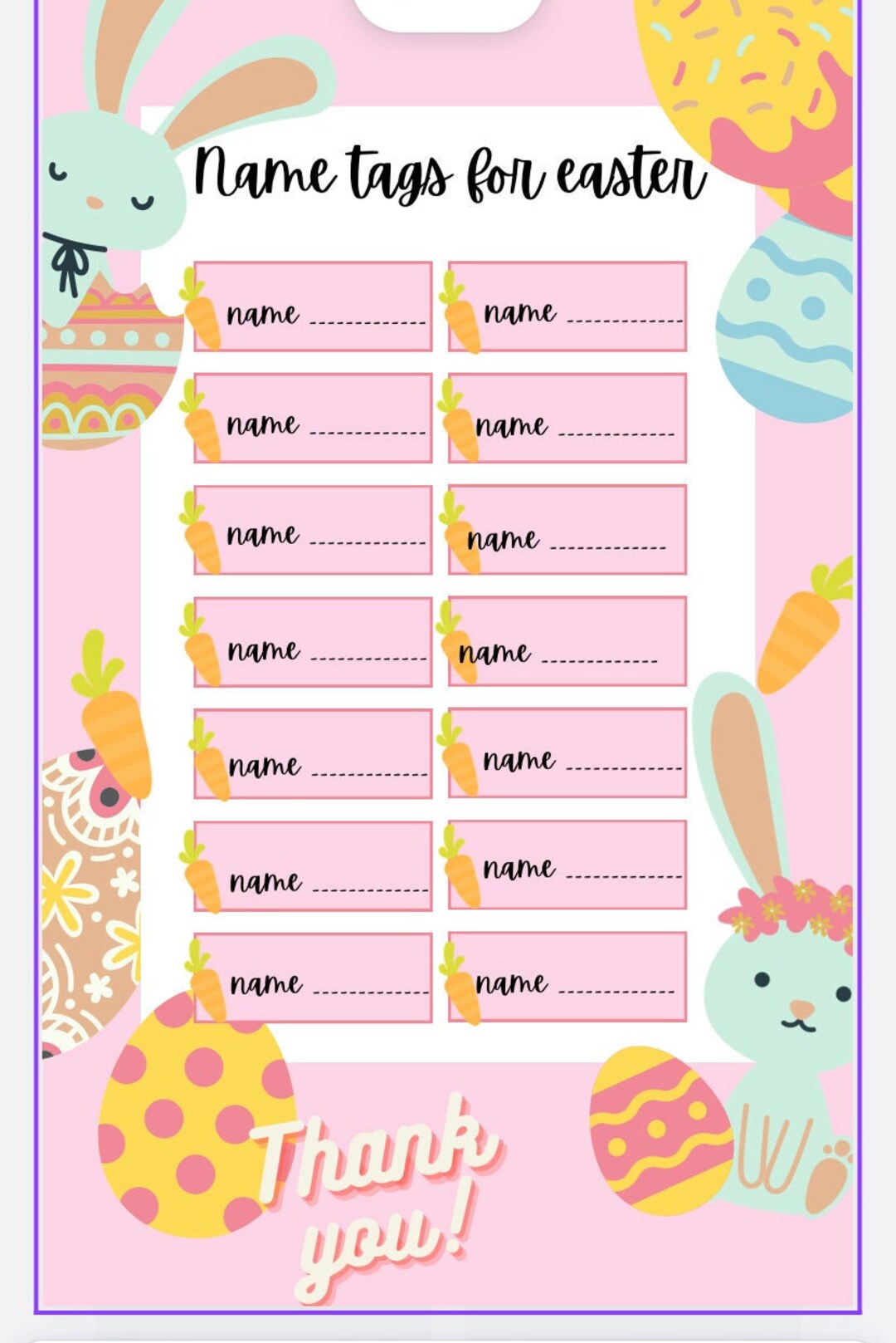 Digital Name Tags for Easter - Etsy
