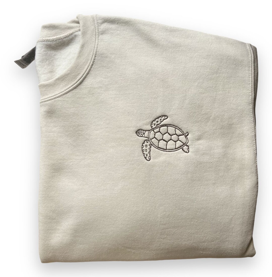 Embroidered Turtle Sweatshirt, Holiday, Animals, Nature, Minimalist ...