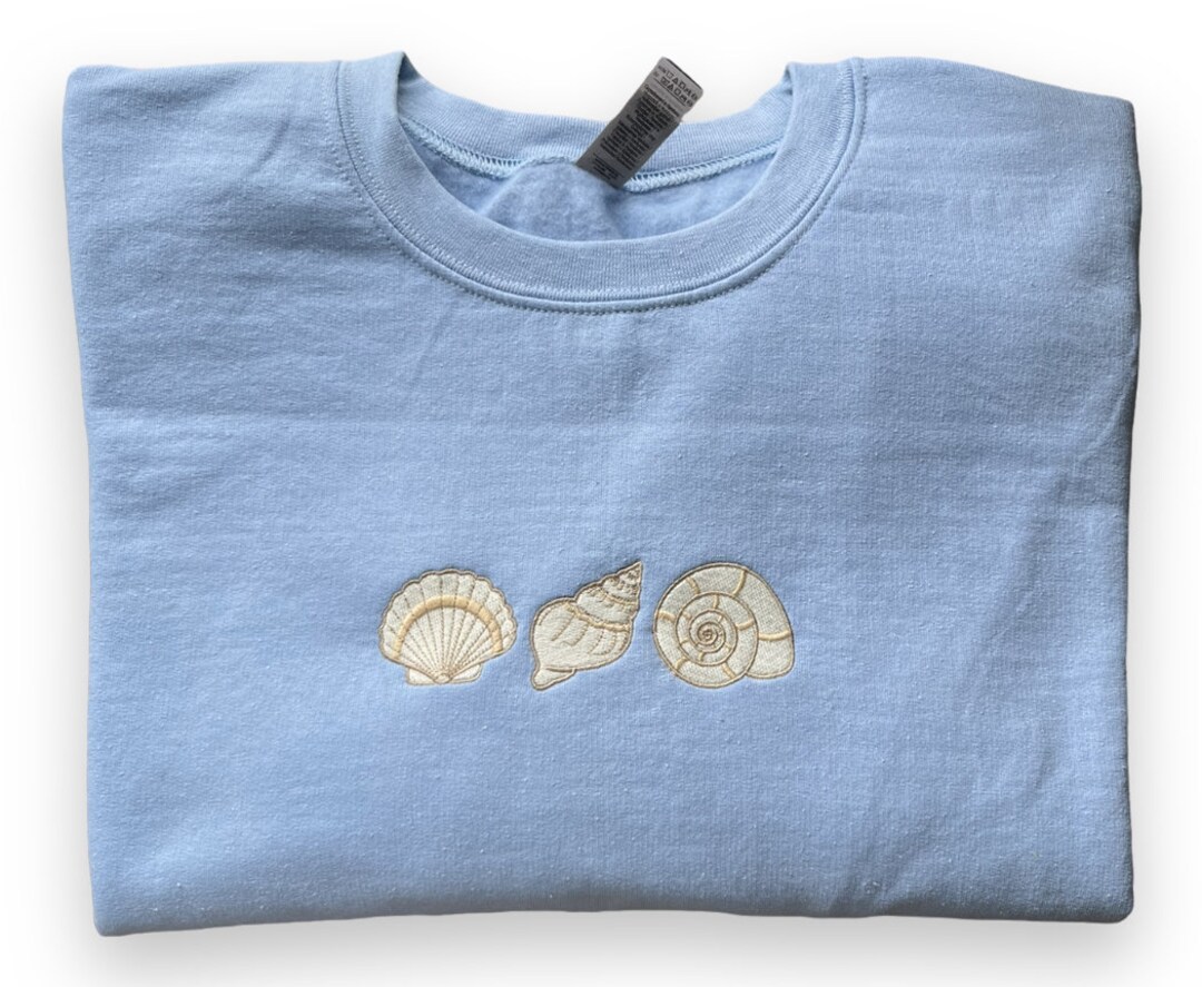 Seashell Embroidered Sweatshirt, Beach Lover, Nature, Sea, Holiday Gift ...