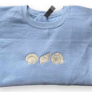 Seashell Embroidered Sweatshirt, Beach Lover, Nature, Sea, Holiday Gift ...