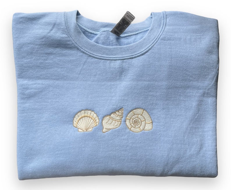 Seashell Embroidered Sweatshirt, Beach Lover, Nature, Sea, Holiday Gift ...