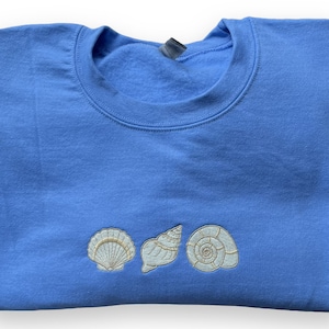 Seashell Embroidered Sweatshirt, Beach Lover, Nature, Sea, Holiday Gift ...