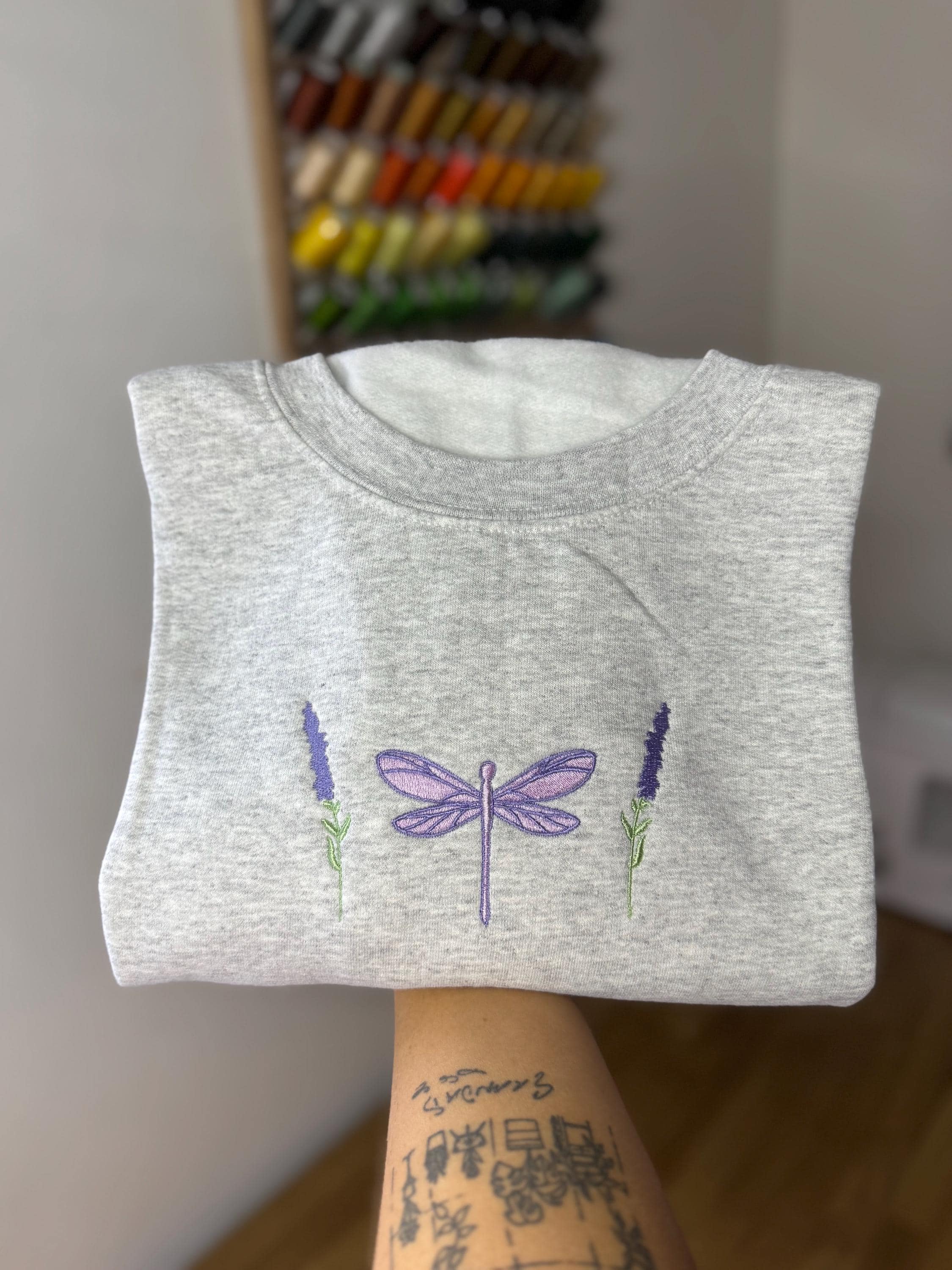 Embroidered Dragonfly Sweatshirt, Nature, Flower, Loungewear, Gift ...