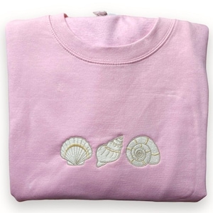 Seashell Embroidered Sweatshirt, Beach Lover, Nature, Sea, Holiday Gift ...